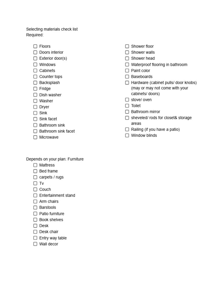 Essential Material Selection Checklist | PDF