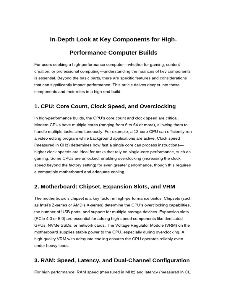 In-Depth Look at Key Components for High-Performance Computer Builds ...