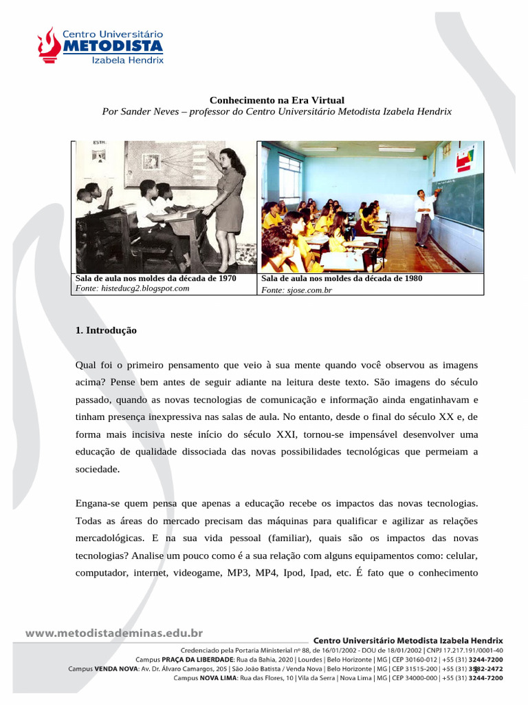 Aula 3 Conhecimento Era Virtual | PDF | Internet | YouTube