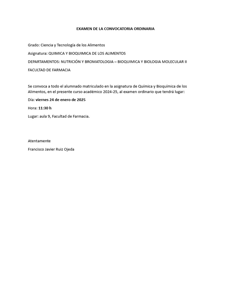 Examen de La Convocatoria Ordinaria | PDF