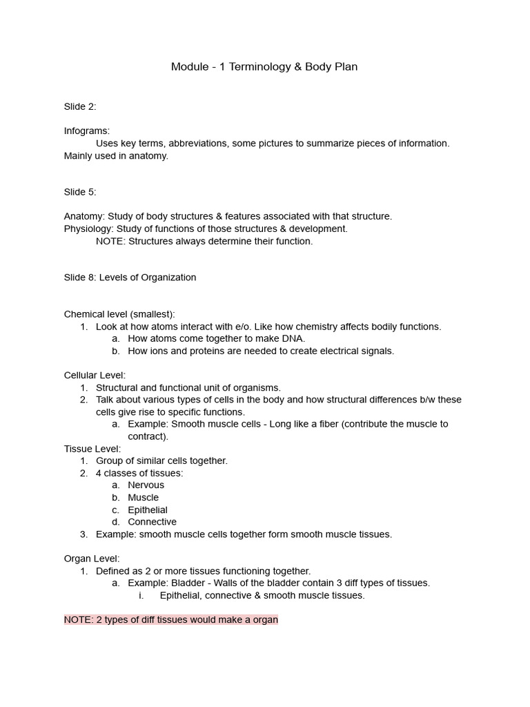 Module - 1 Terminology & Body Plan (KIN 2Y03) | PDF | Peritoneum ...