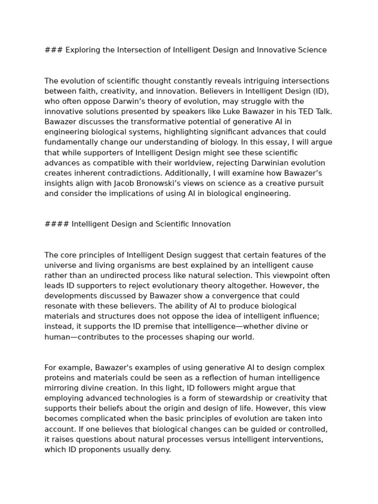 Exploring the Intersection of Intelligent Design and Innovative Science ...