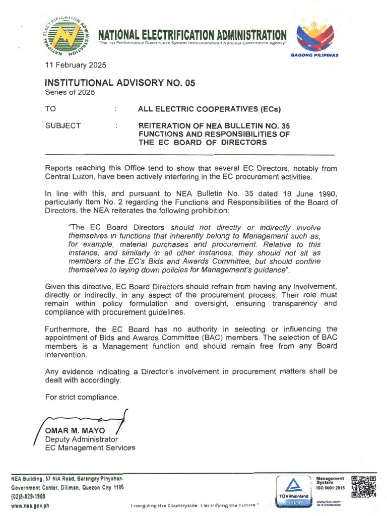 NEA Advisory on EC Board Responsibilities | PDF | Justice | Crime ...