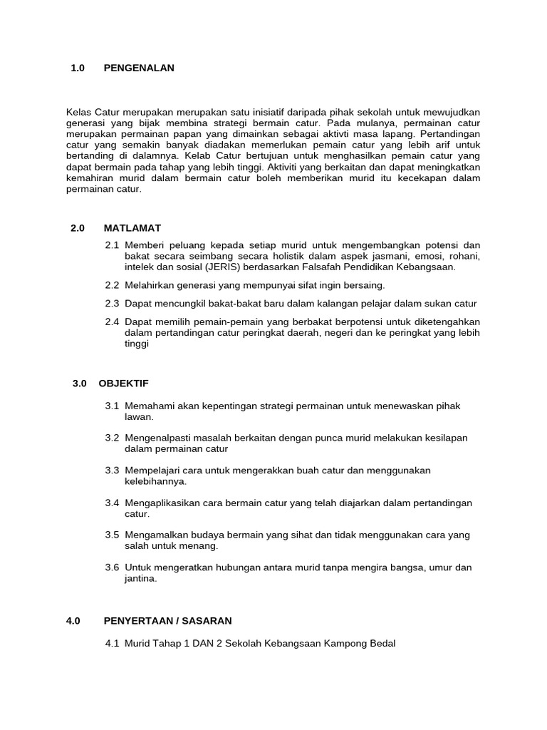 Kelas Catur SK Kampong Bedal 2025 | PDF