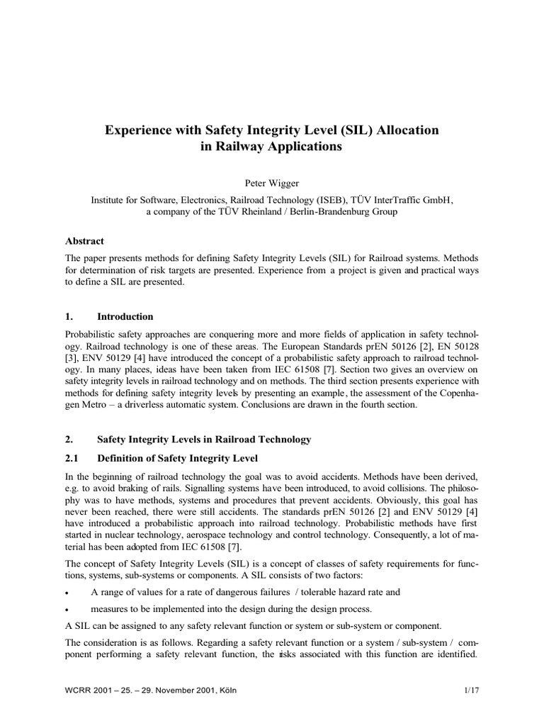 Safety Integrity Level Allocation in Railways | PDF | Risk | Safety