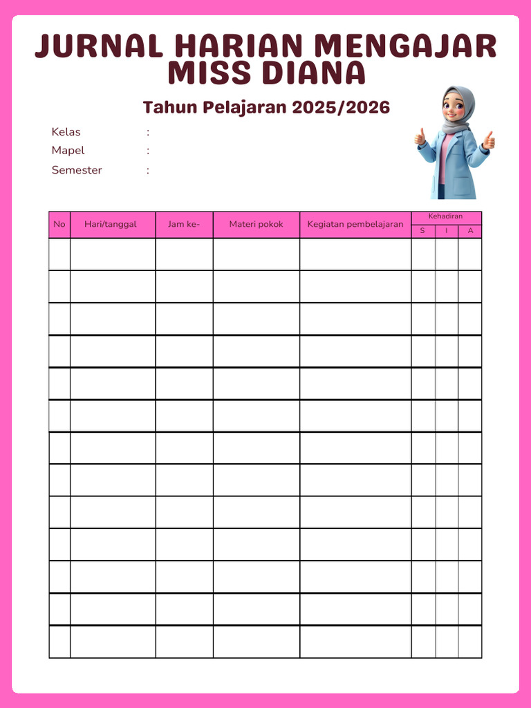 Jurnal Harian Kelas RPP Catatan Administrasi Guru Kuning Ilustratif | PDF