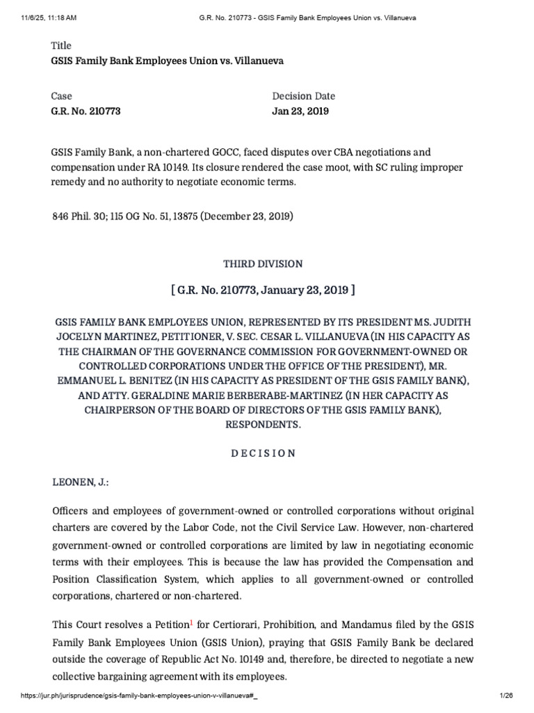 GSIS Family Bank v. Villanueva | PDF | Employment | Corporations