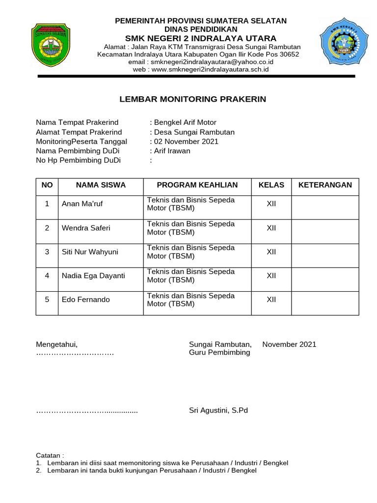 Lembar Monitoring | PDF