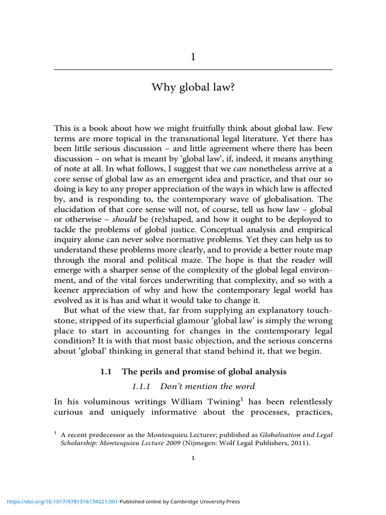 Walker, Why Global Law | PDF | Globalization | Governance