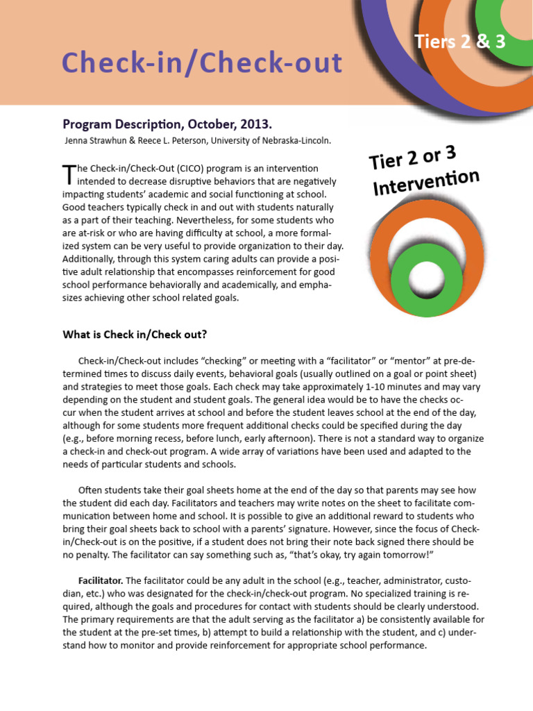 Check-In Check-out 3-14-16.PDF _0 | PDF | Reinforcement | Special Education