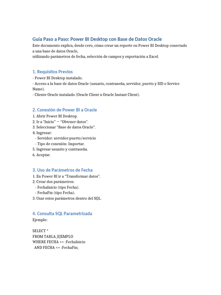 Power BI y Oracle: Guía de Reportes | PDF
