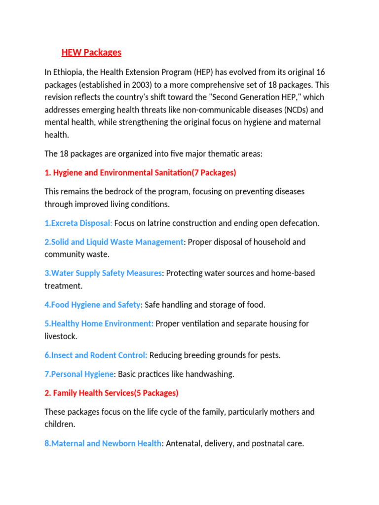 HEW Packages | PDF | Hygiene | Sanitation