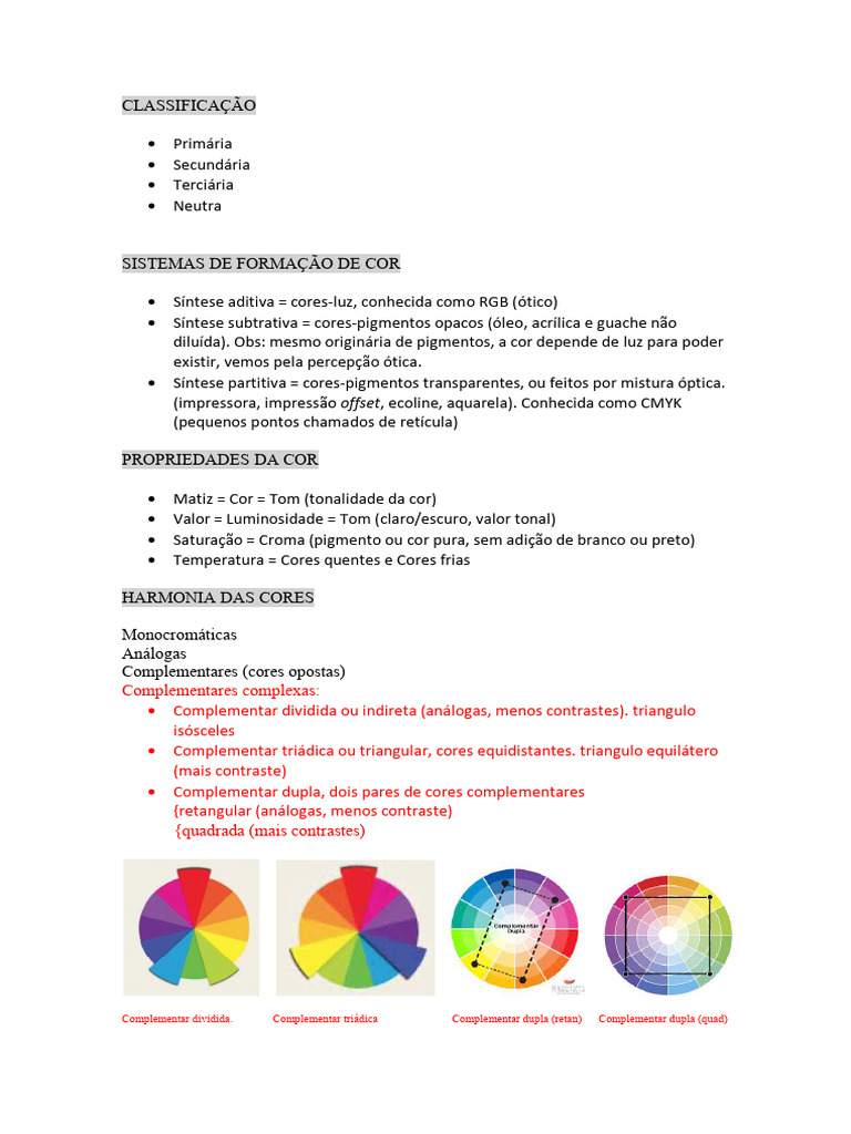 Classificação e Propriedades das Cores | PDF