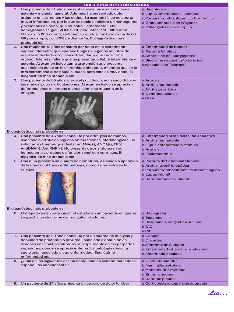 6. Reumatologia Respuestas Lia | PDF