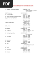 Batangas Emergency Hotline Numbers | PDF