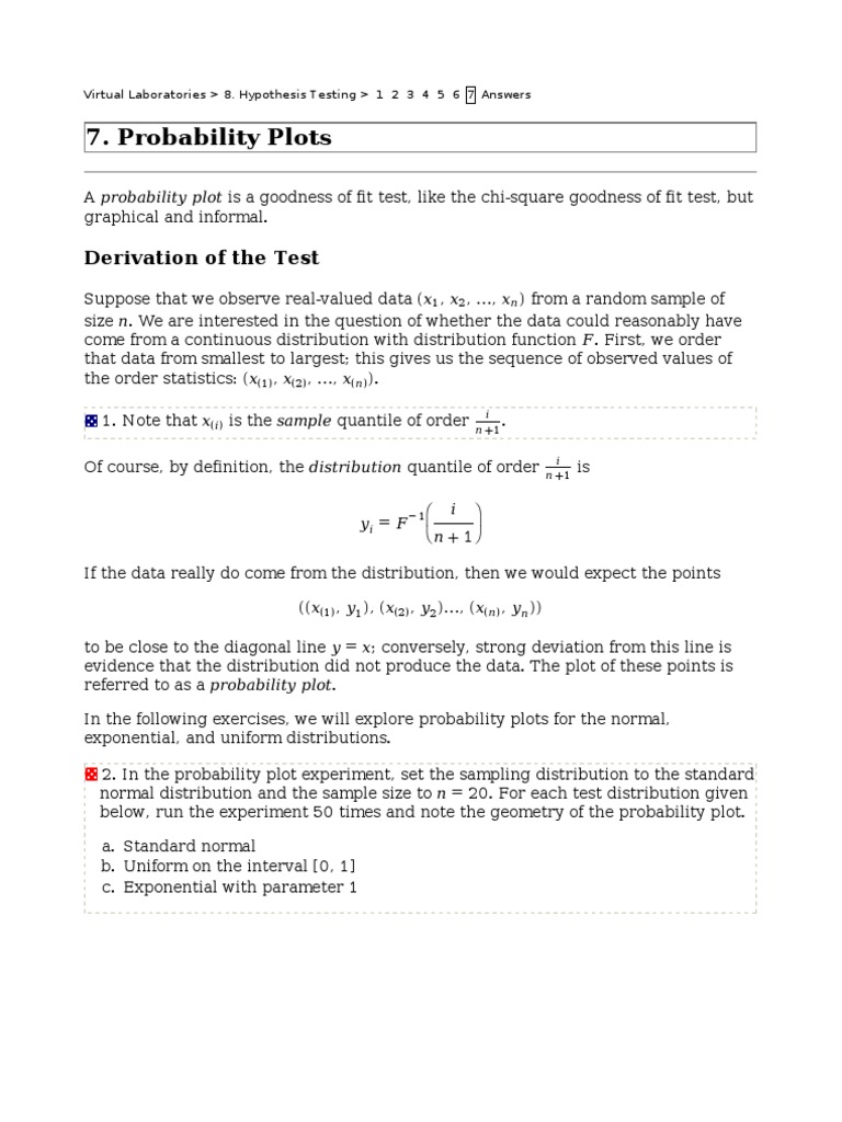Probability Plots: Derivation of The Test | Download Free PDF | Normal ...