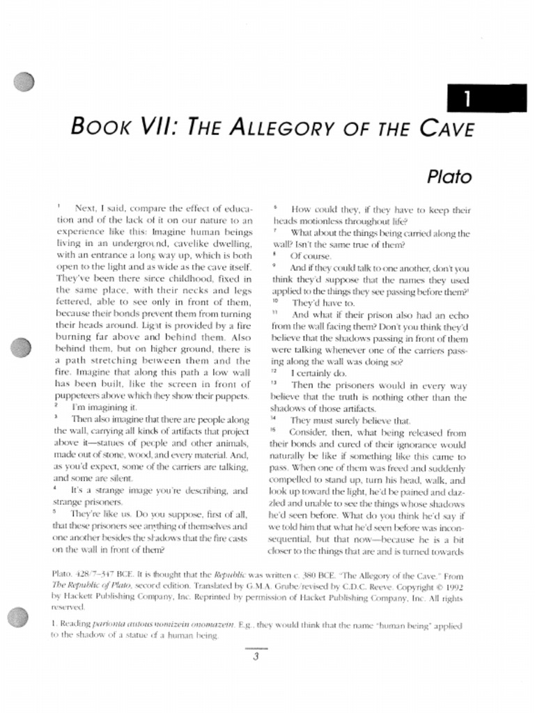 Plato—Allegory of the Cave (From Republic) | PDF
