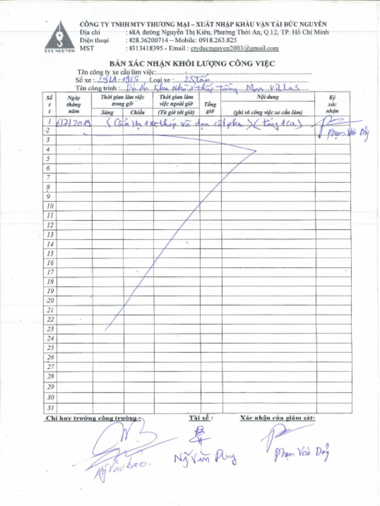 Bảng Xác Nhận Khối Lượng Làm Việc Kato-1 | PDF