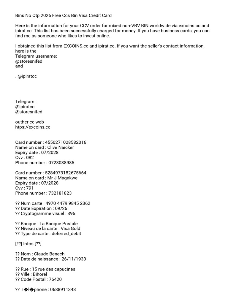 Free Visa Credit Card BINs 2026 List | PDF | Apple Pay | Companies