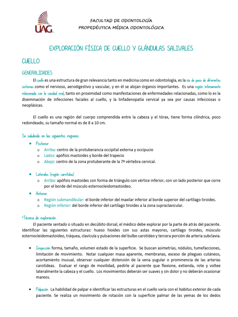 Res Exploración Física de Cuello y Glándulas Salivales | PDF | Tiroides ...