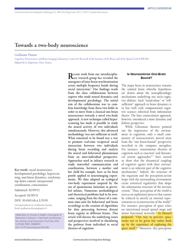 Inter-Brain Synchronization in Neuroscience | PDF | Neuroscience ...