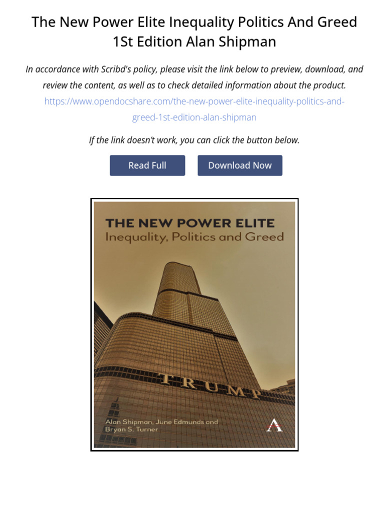 The New Power Elite Inequality Politics and Greed 1st Edition Alan ...