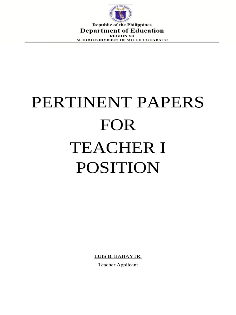 Teacher I Application Document Checklist | PDF