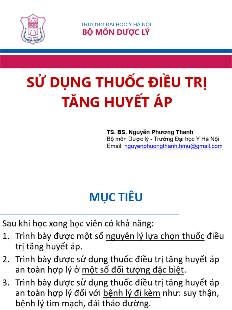Bai Giang SĐH_Thuoc Dieu Tri Tang Huyet AP | PDF