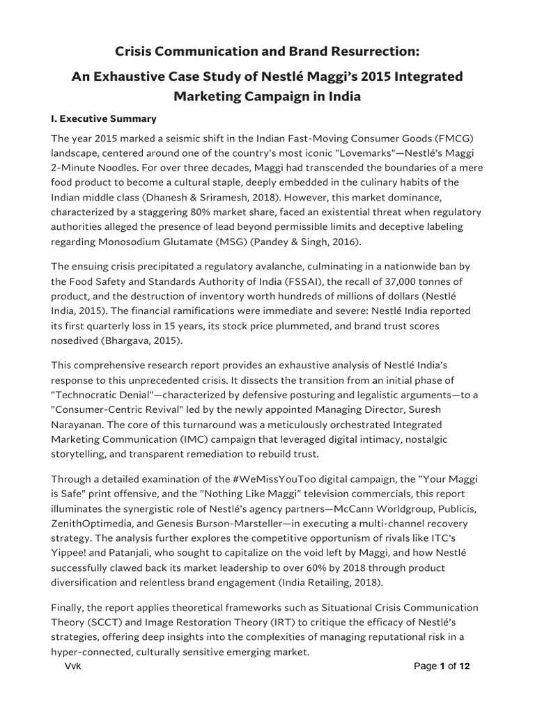 Nestlé Maggi Crisis Communication and Brand Resurrection a Case Study ...