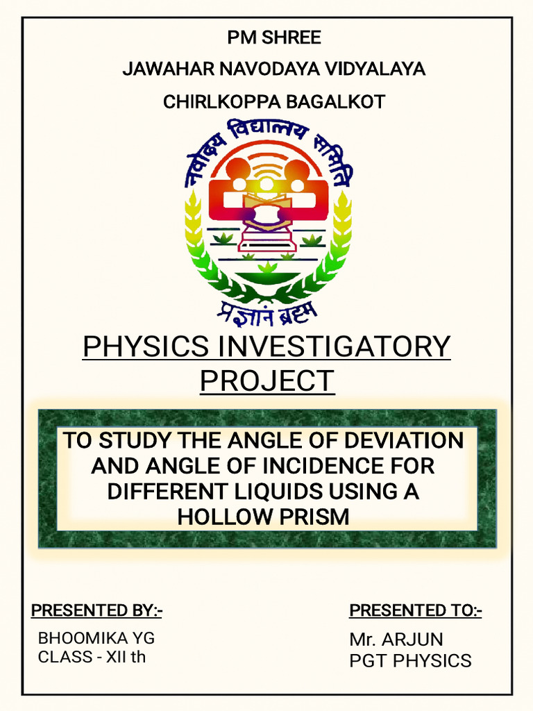 Angle of Deviation in Liquids Experiment | PDF | Refractive Index ...