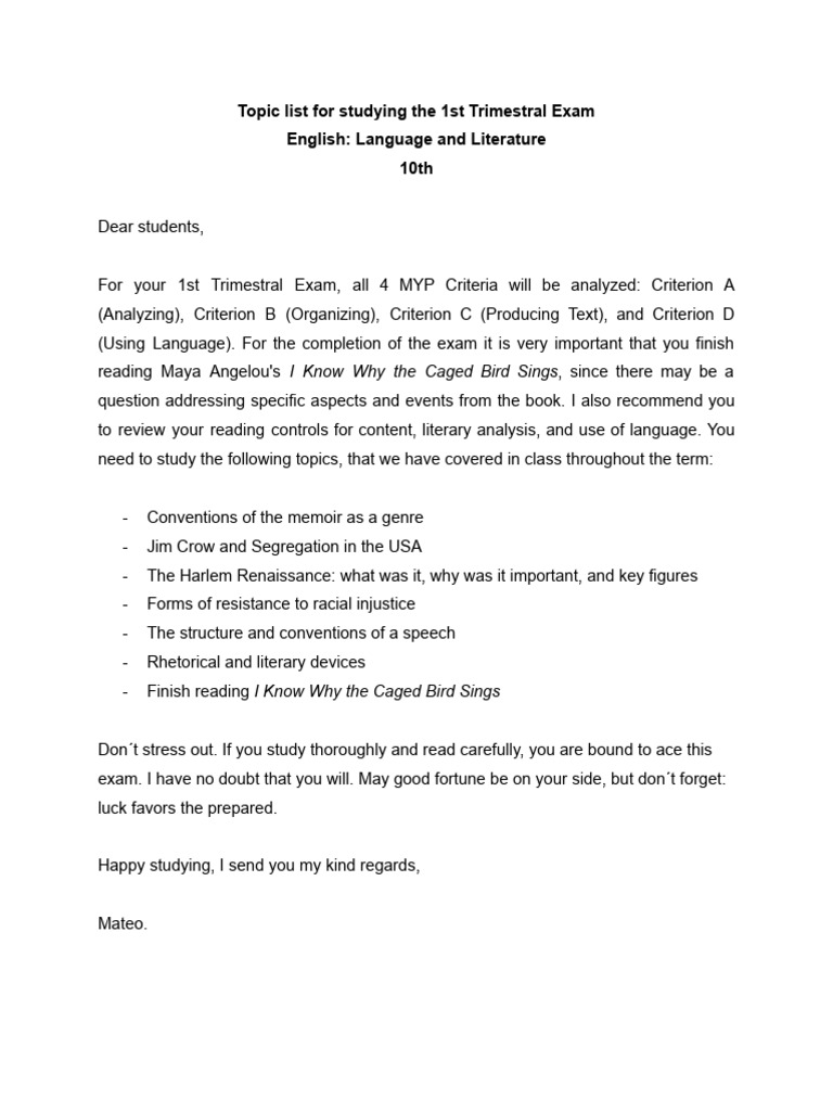 Topic List for Studying the 1st Trimestral Exam (1) | PDF