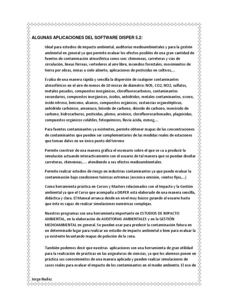 Algunas Aplicaciones Del Software Disper 5 | PDF | Degradación ...