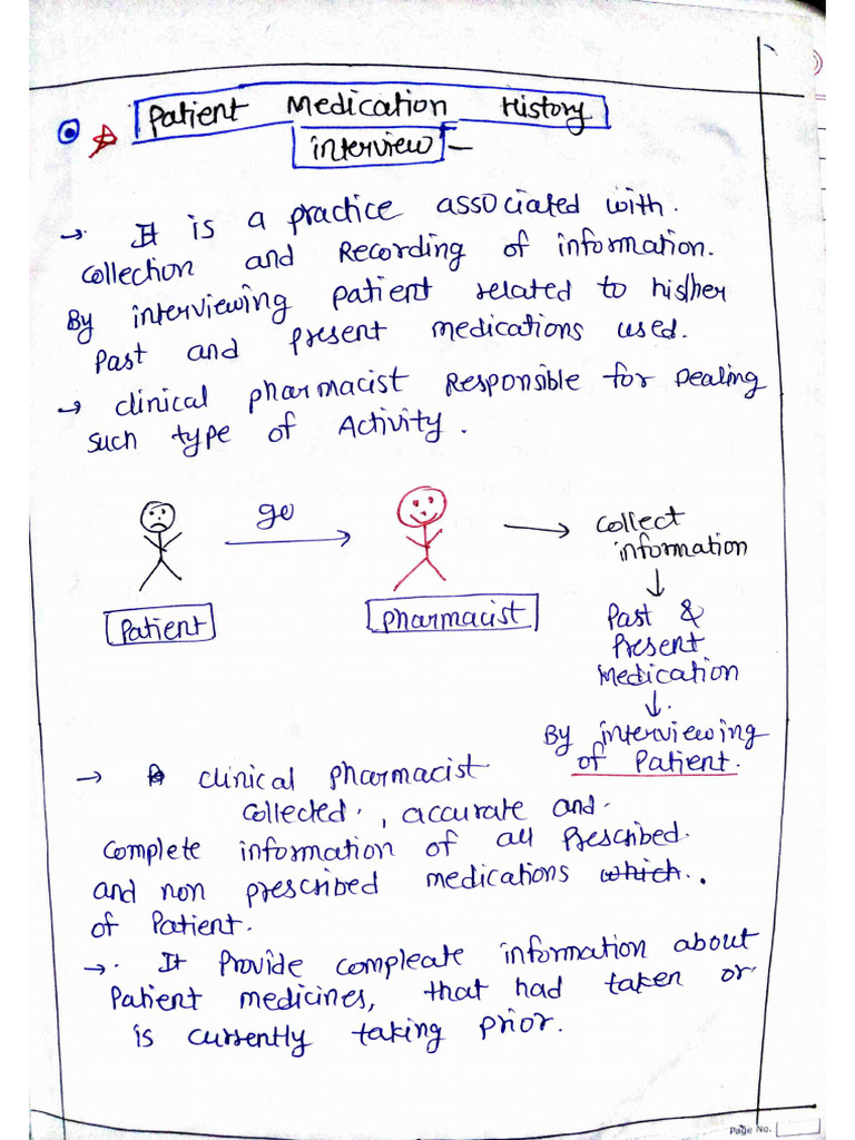 Patient Medication History Interview Handwritten Notes | PDF