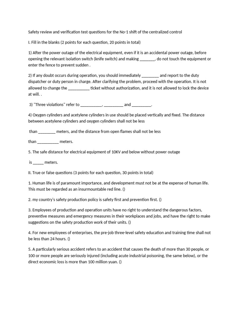 Safety Review Exam 2025-06-13-WPS Office | PDF | Occupational Safety ...