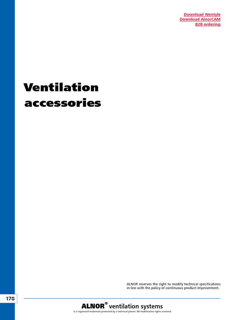 ALNOR Ventilation Accessories Overview | PDF | Duct (Flow) | Screw