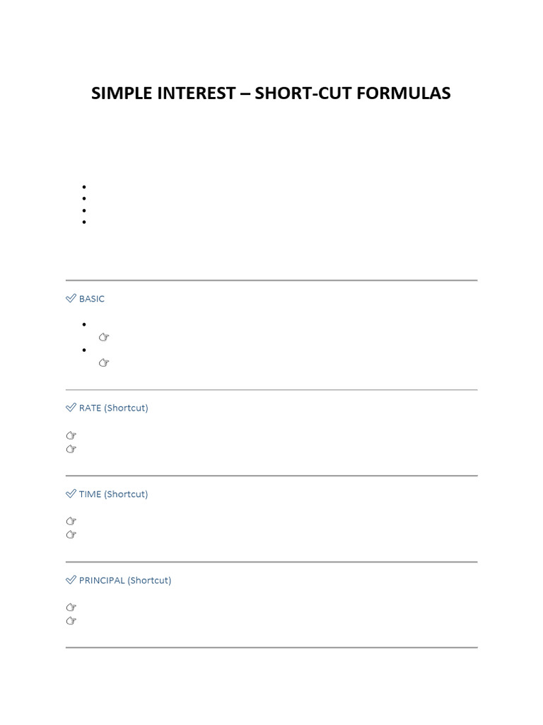 Simple Interest Formulas Explained | PDF