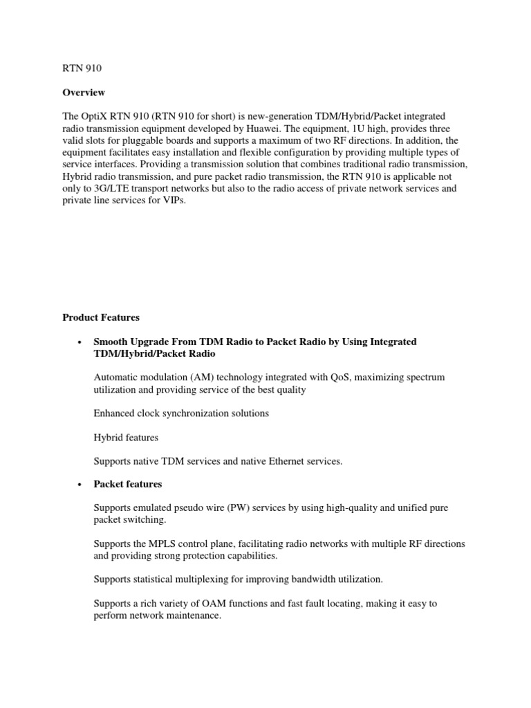 Huawei rtn910 | PDF | Multiprotocol Label Switching | Networking