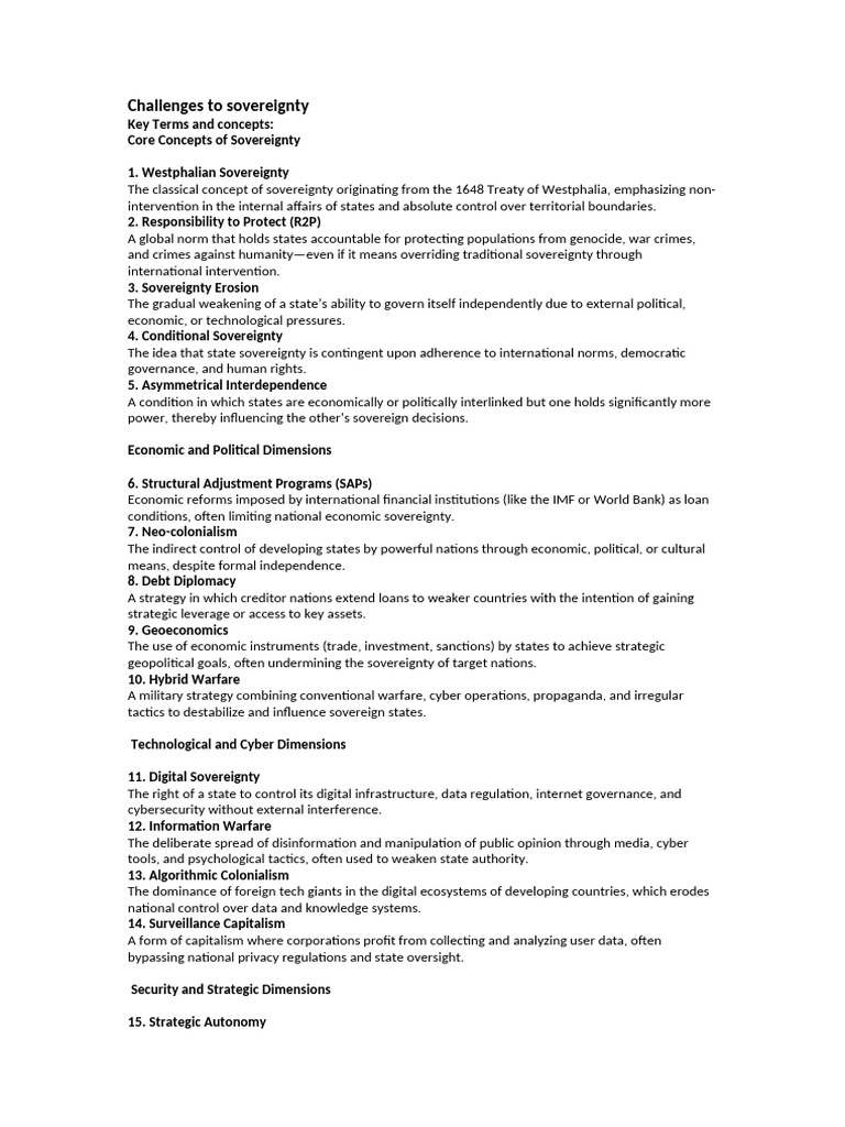 Sovereignty Challenges in Global Politics | PDF | United Nations ...