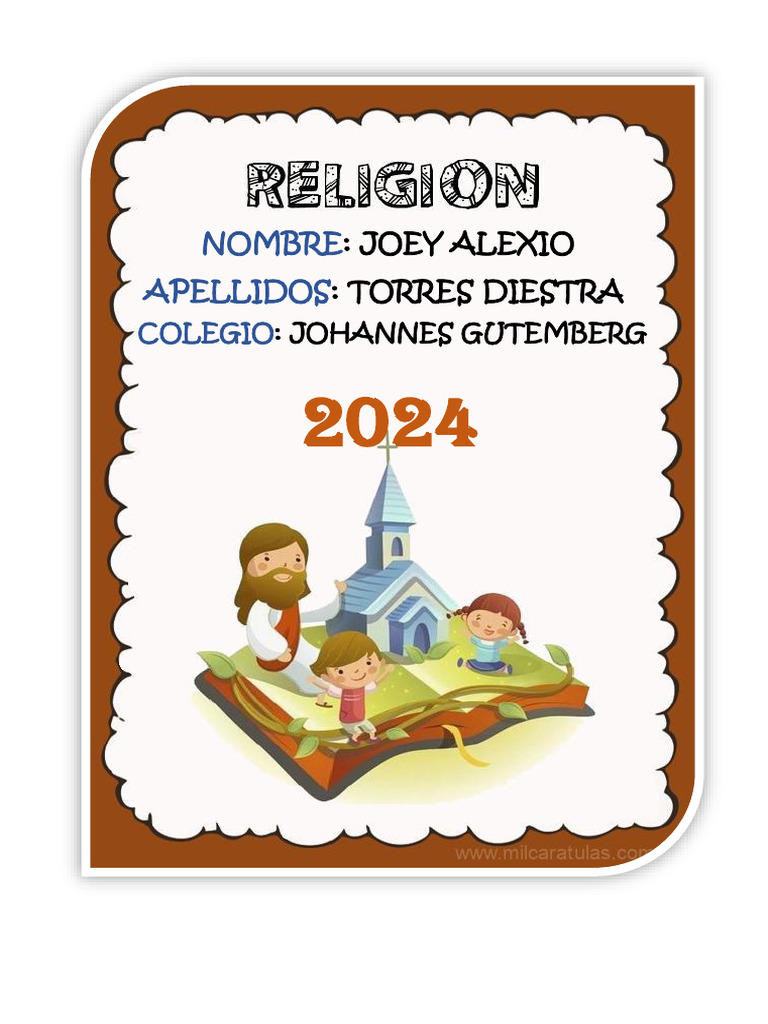Caratula de Religión en Word | PDF