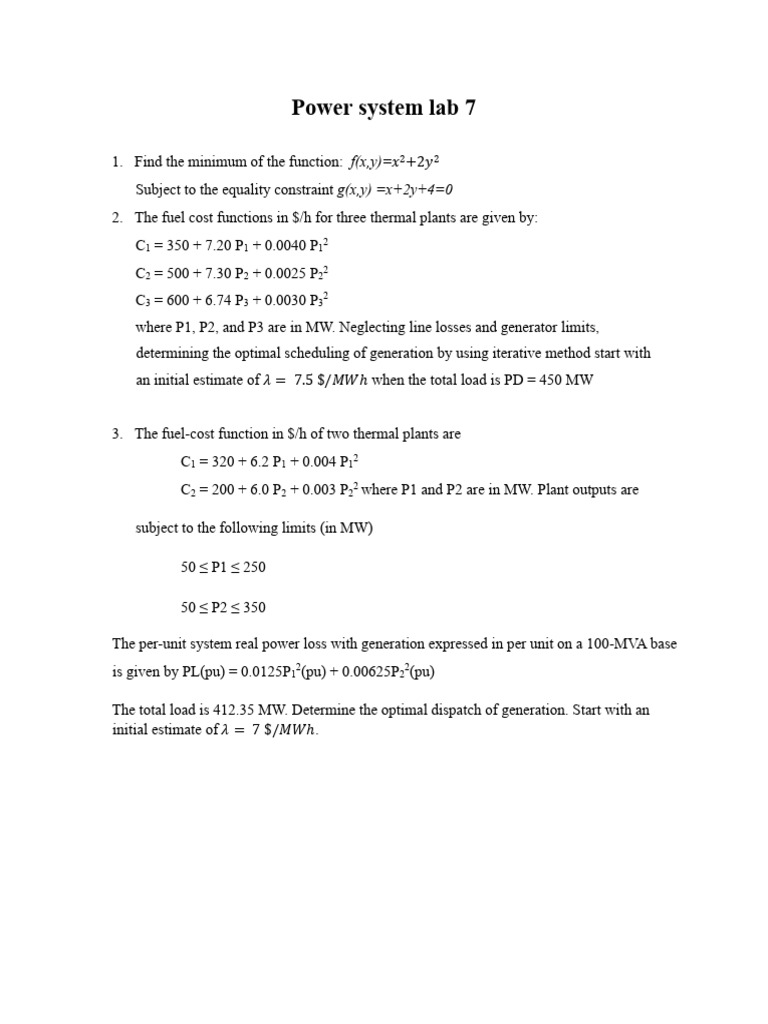 Power System Lab 7 | PDF