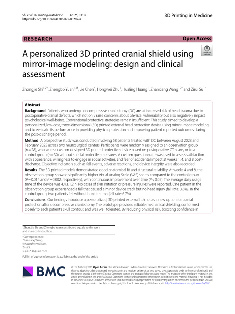 A Personalized 3D Printed Cranial Shield Using Mirror-Image Modeling ...