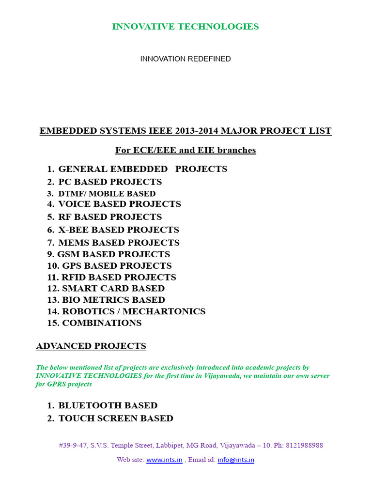 Embedded Systems Project Ideas 2013-2014 | PDF | Radio Frequency ...