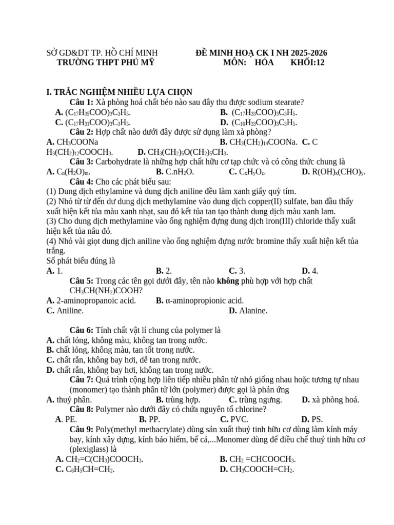 ĐỀ MINH HOẠ | PDF