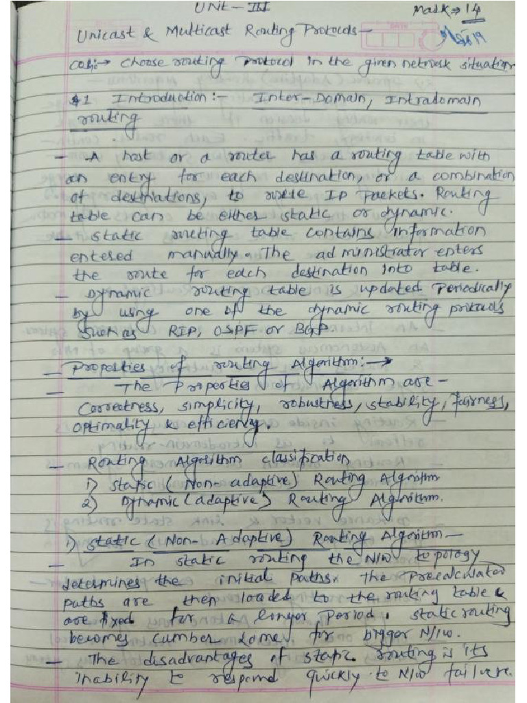 Unit 3.Unicast & Multicast Routing Protocols. | PDF