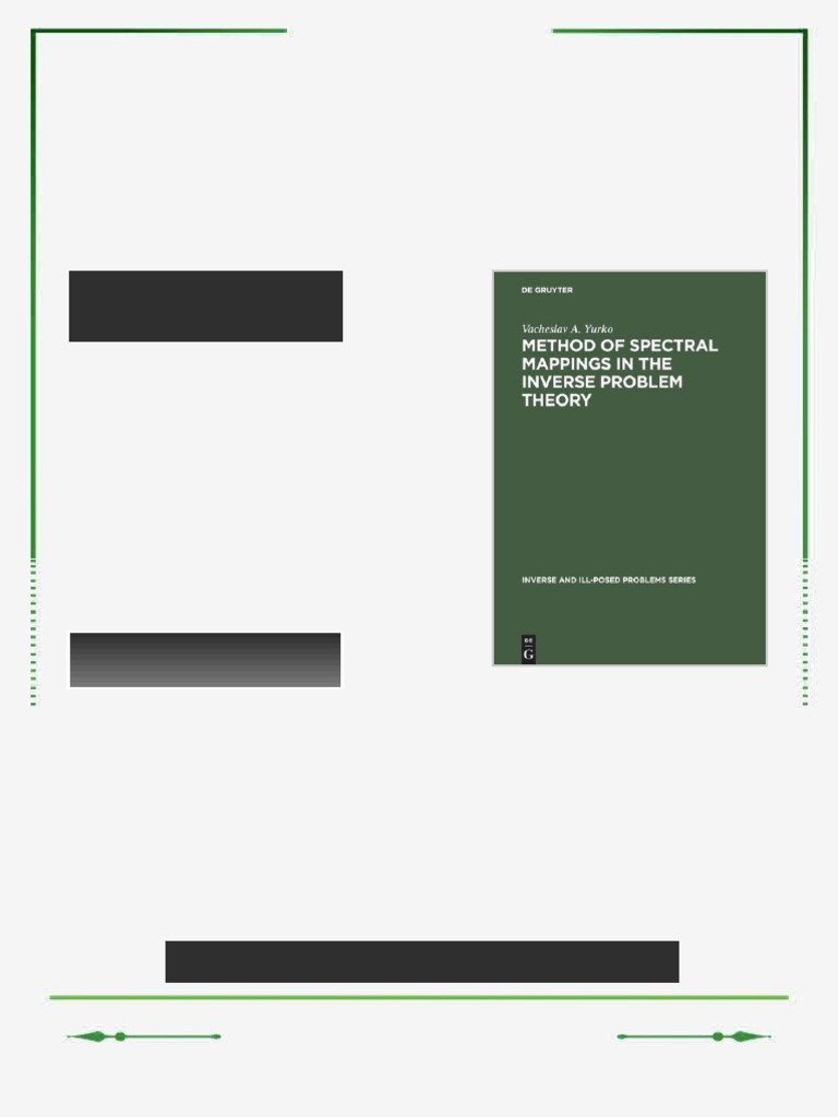 Method of Spectral Mappings in the Inverse Problem Theory Vacheslav A. Yurko ebook editor ...