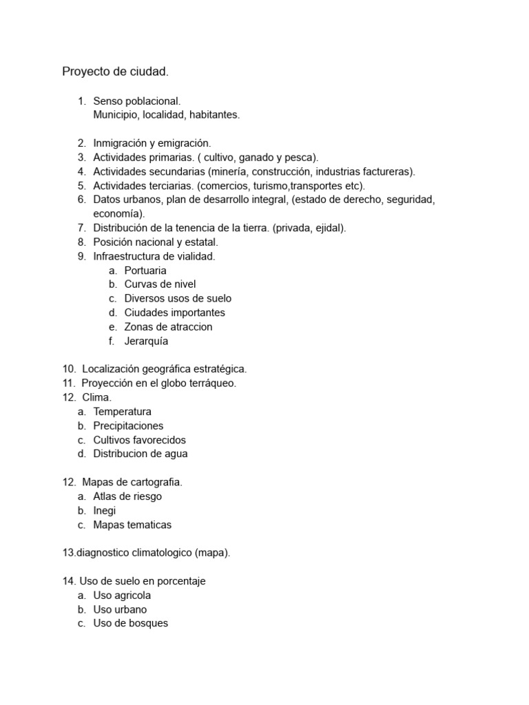 Proyecto de Ciudad. | PDF