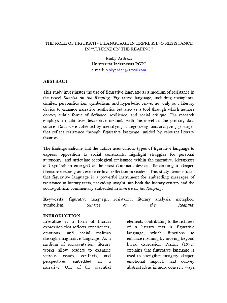 Article the Role of Figurative Language in Expressing Resistance in ...