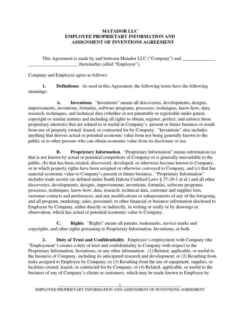 Agreement Employee NDA Invention | PDF | Trade Secret | Know How