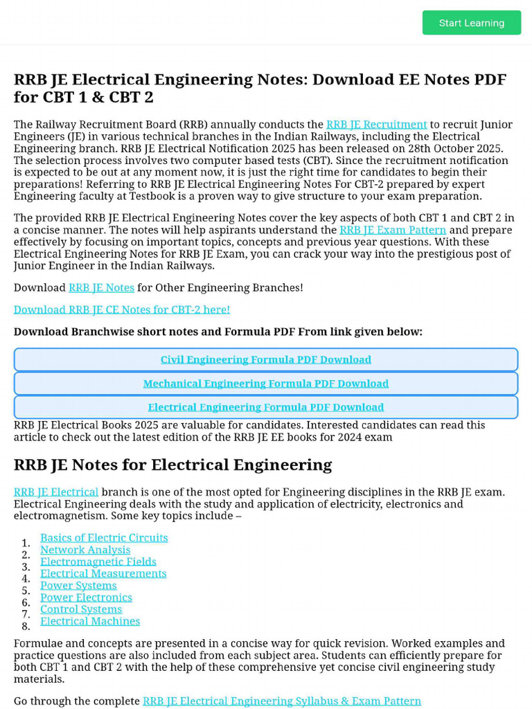 RRB JE Electrical Engineering Notes - Download EE Notes PDF For CBT 1 ...