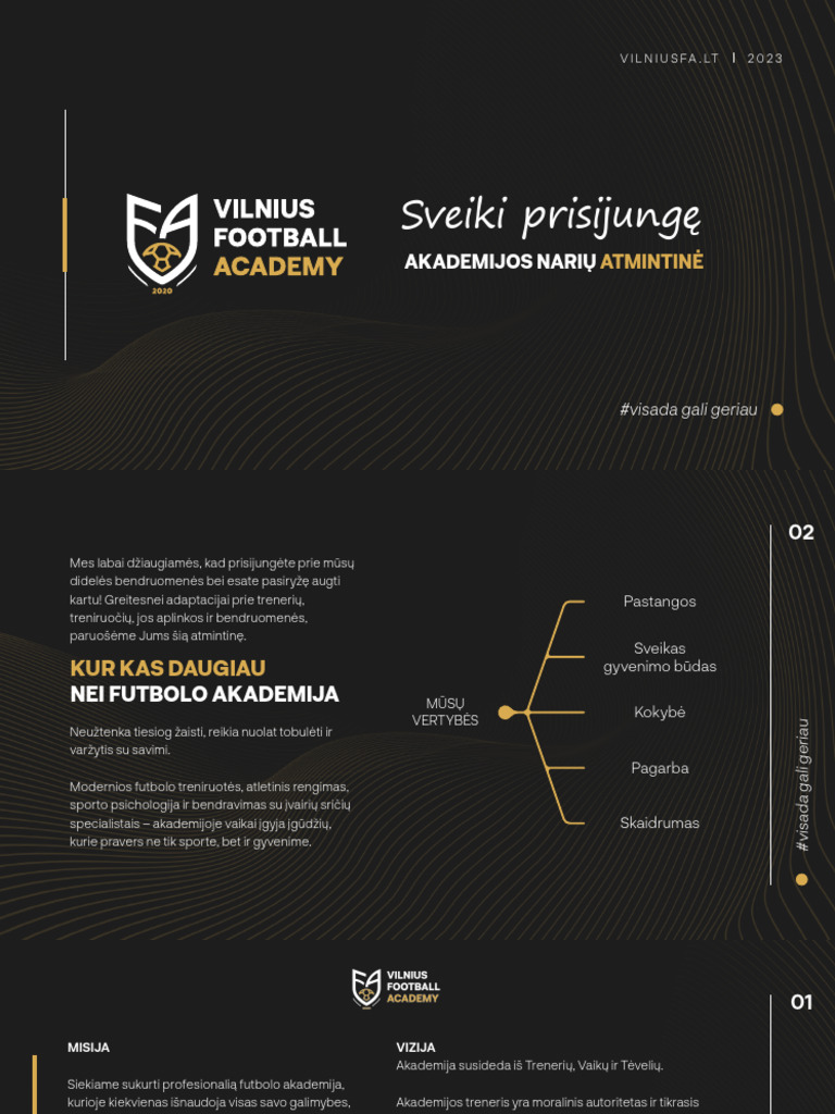 Vilnius football academy Narių atmintinė | PDF